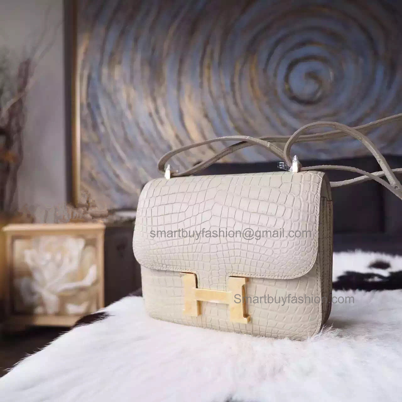 Copy Hermes Mini Constance 18 Bag Hand Stitched in 8L Beton Matte Croc ...